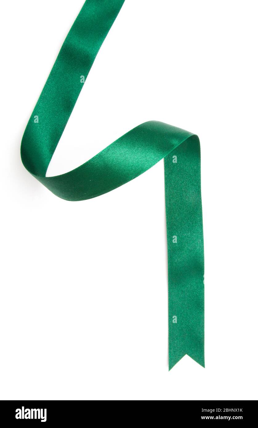 green ribbon border isolated on white background Stock Photo - Alamy