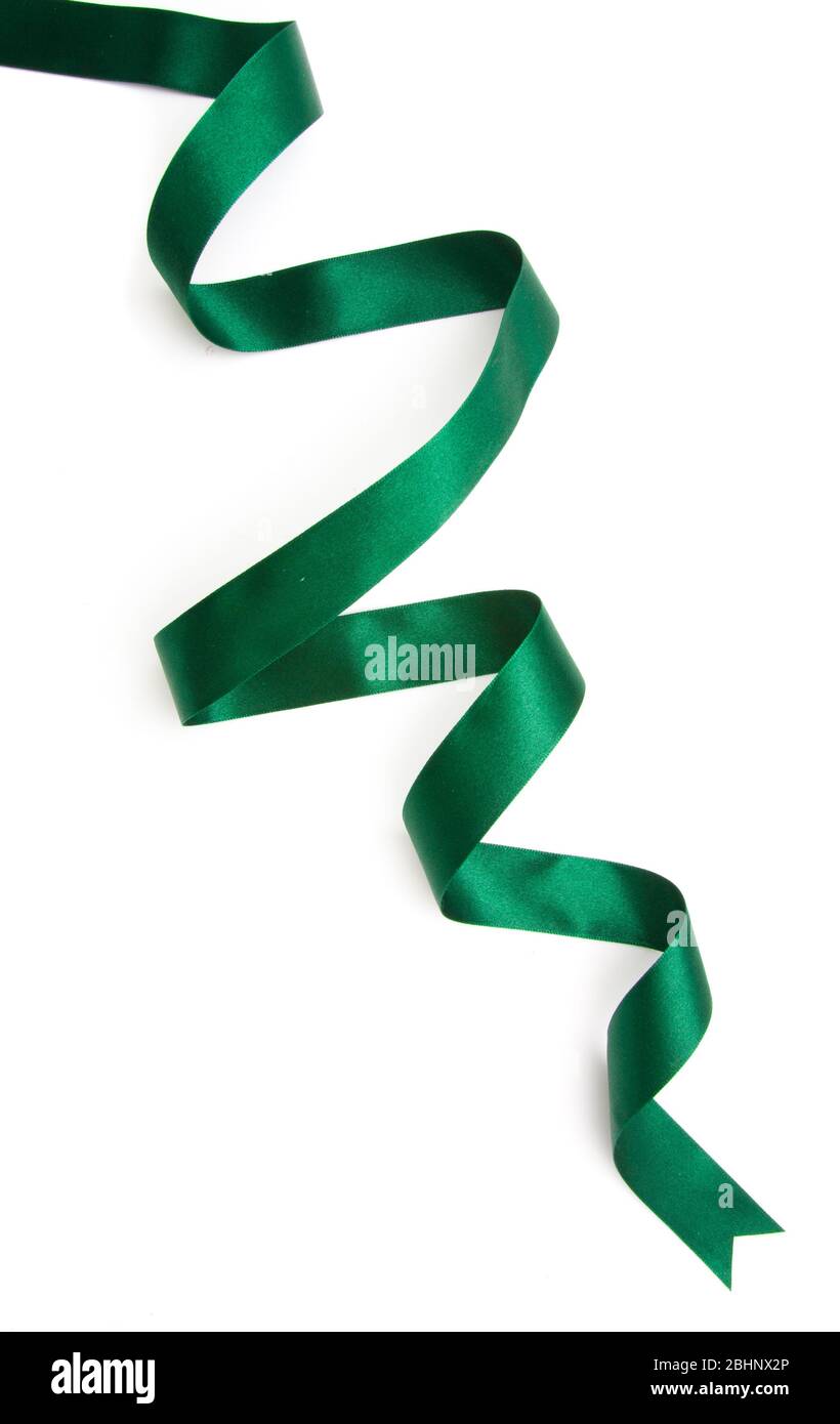 green ribbon border isolated on white background Stock Photo - Alamy