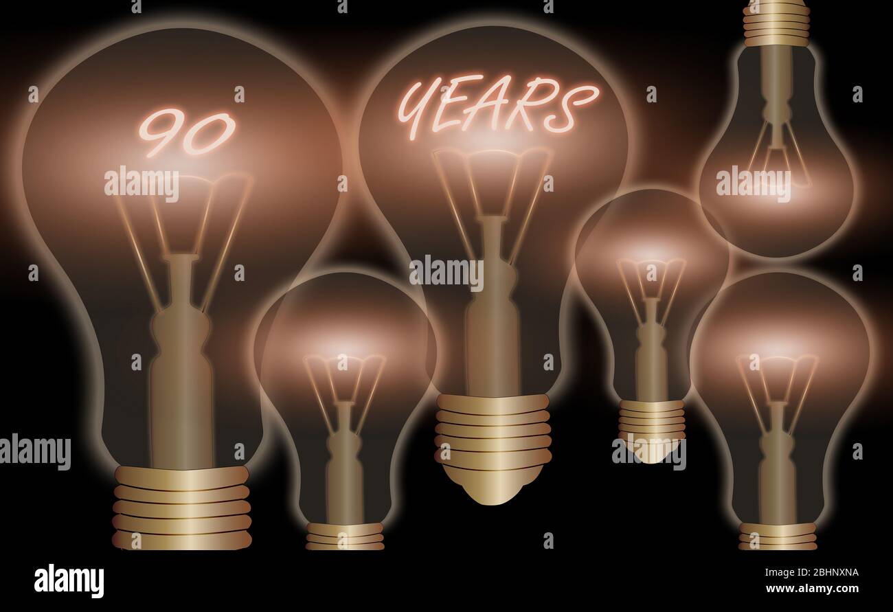 Writing note showing 90 Years. Business concept for Remembering or ...