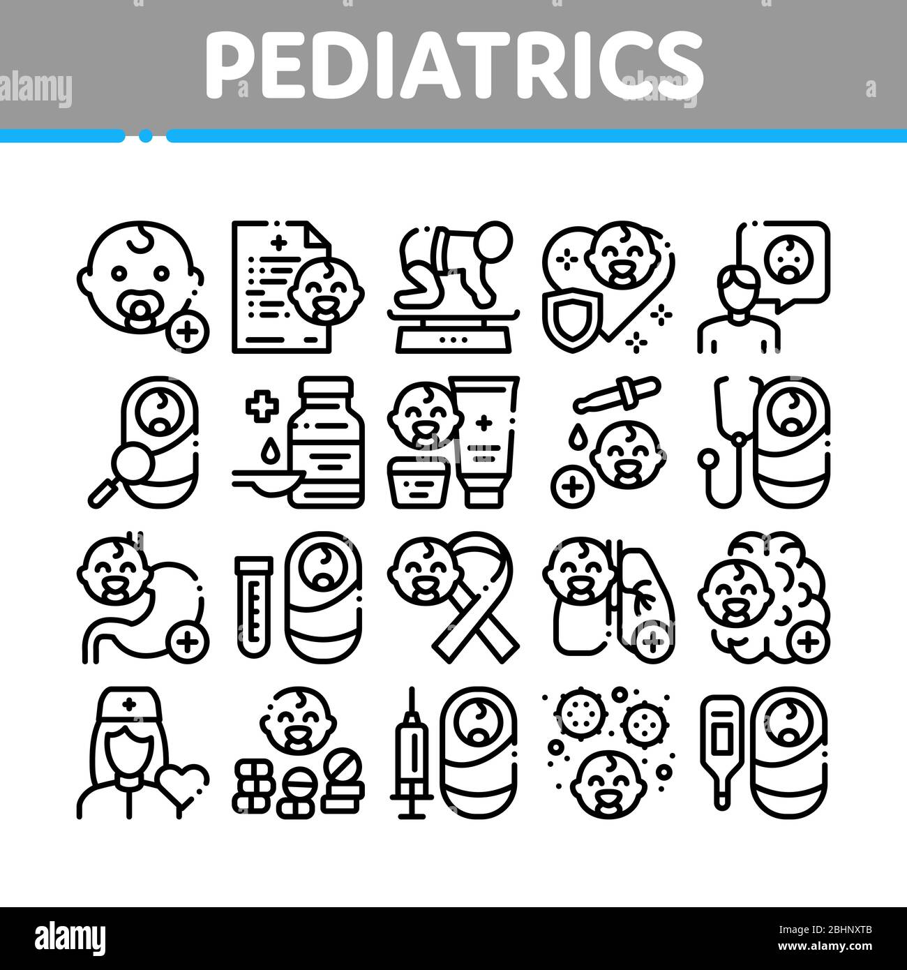 Pediatrics Medical Collection Icons Set Vector Stock Vector Image & Art ...