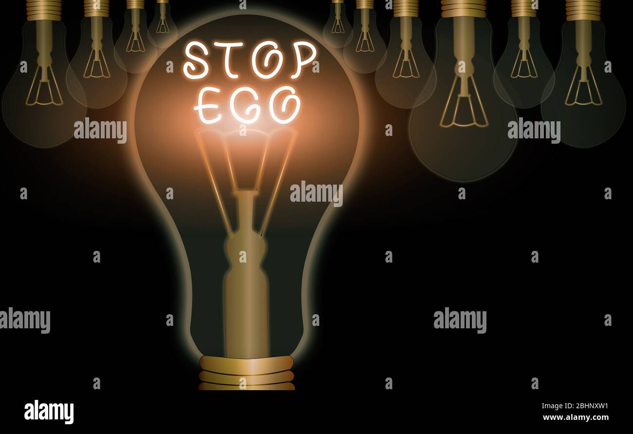 Writing note showing Stop Ego. Business concept for Control your ...