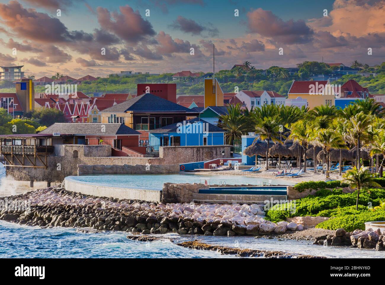 Colorful Tropical Resort Hotel in Curacao Stock Photo - Alamy