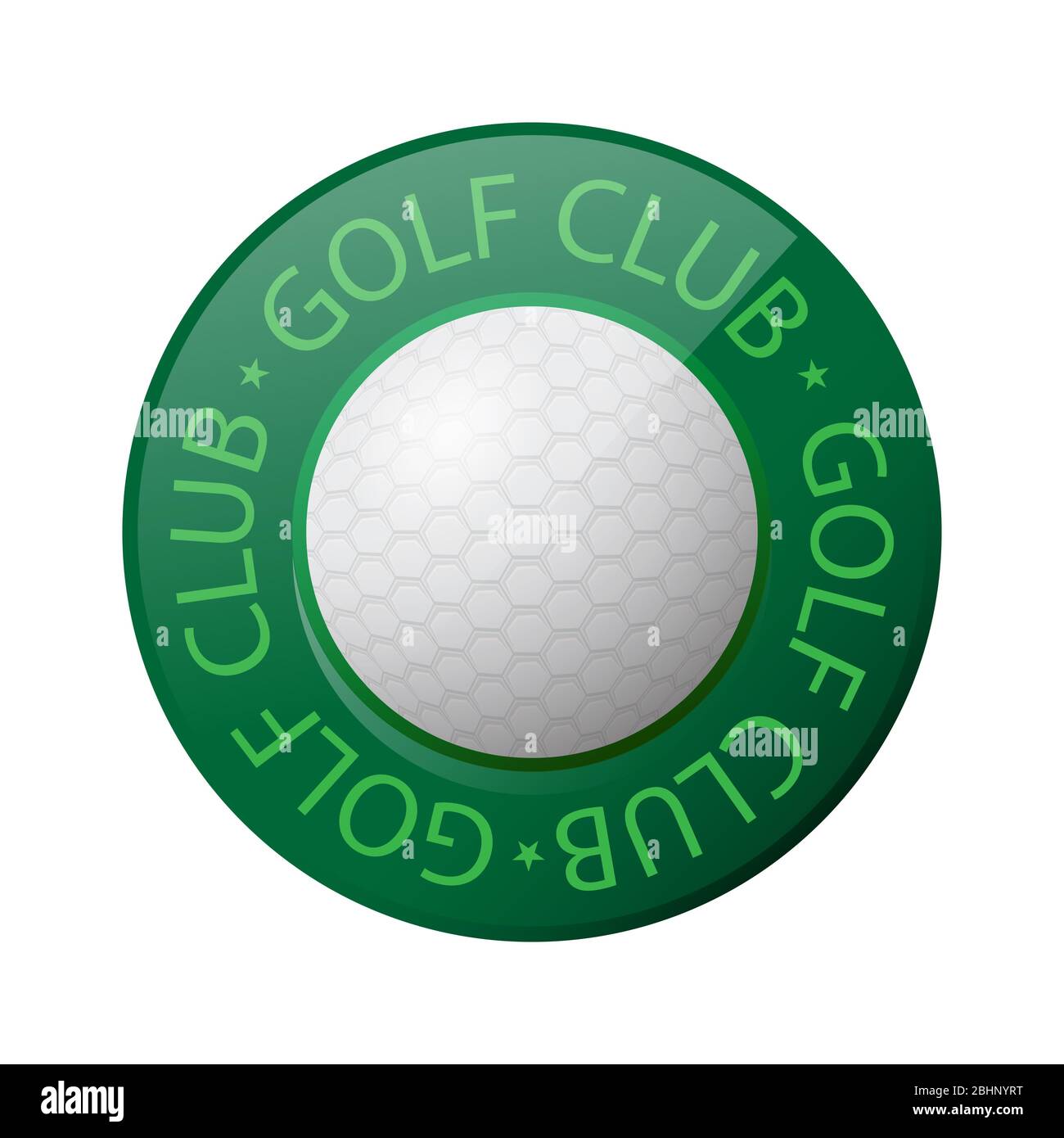Golf Ball Icon and Golf Club text Isolated on White Background Stock ...
