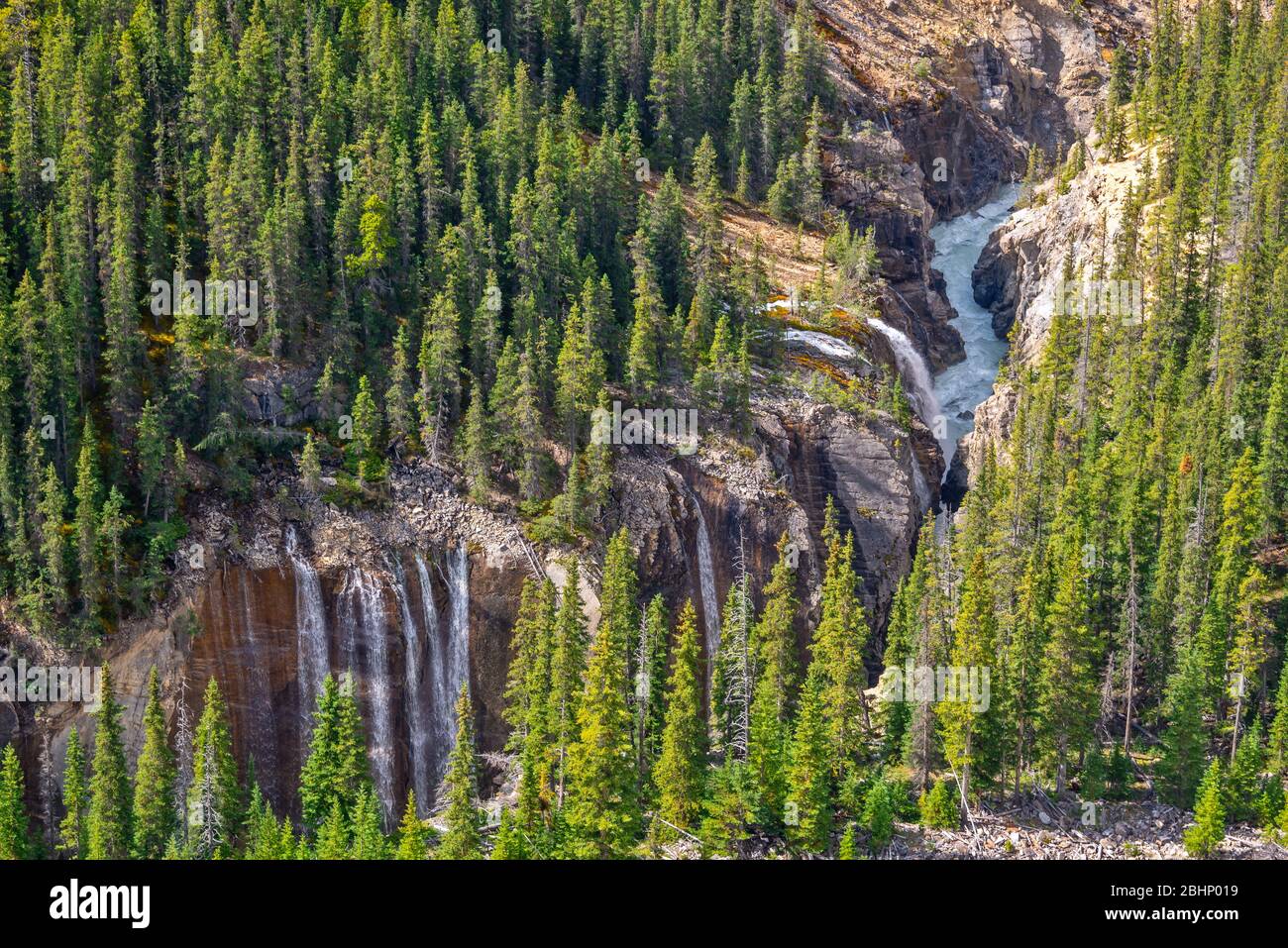 Waterfalls in Sunwapta Valley, view from Glacier Skywalk in Jasper ...