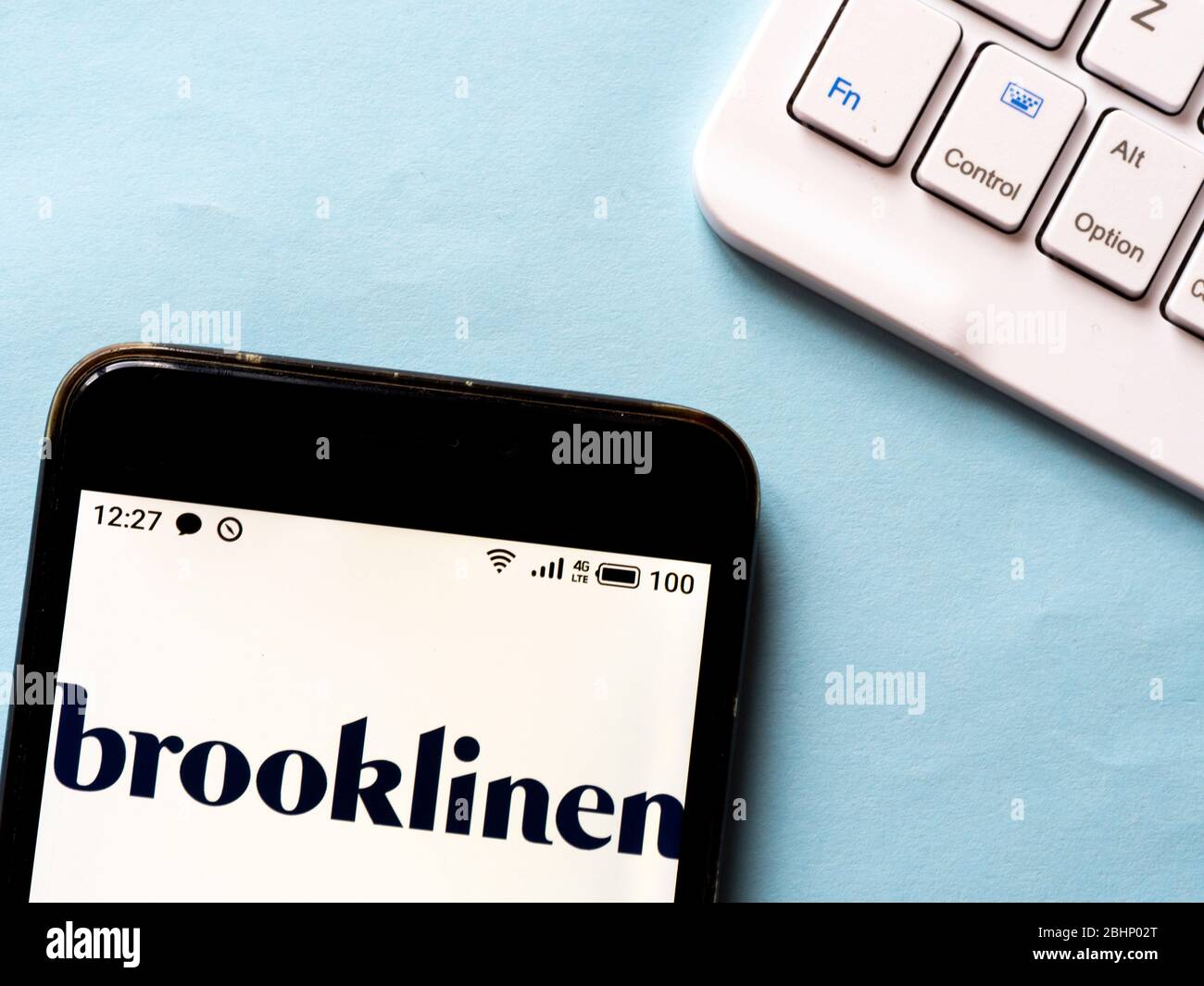 In this photo illustration Brooklinen logo is seen displayed on a ...