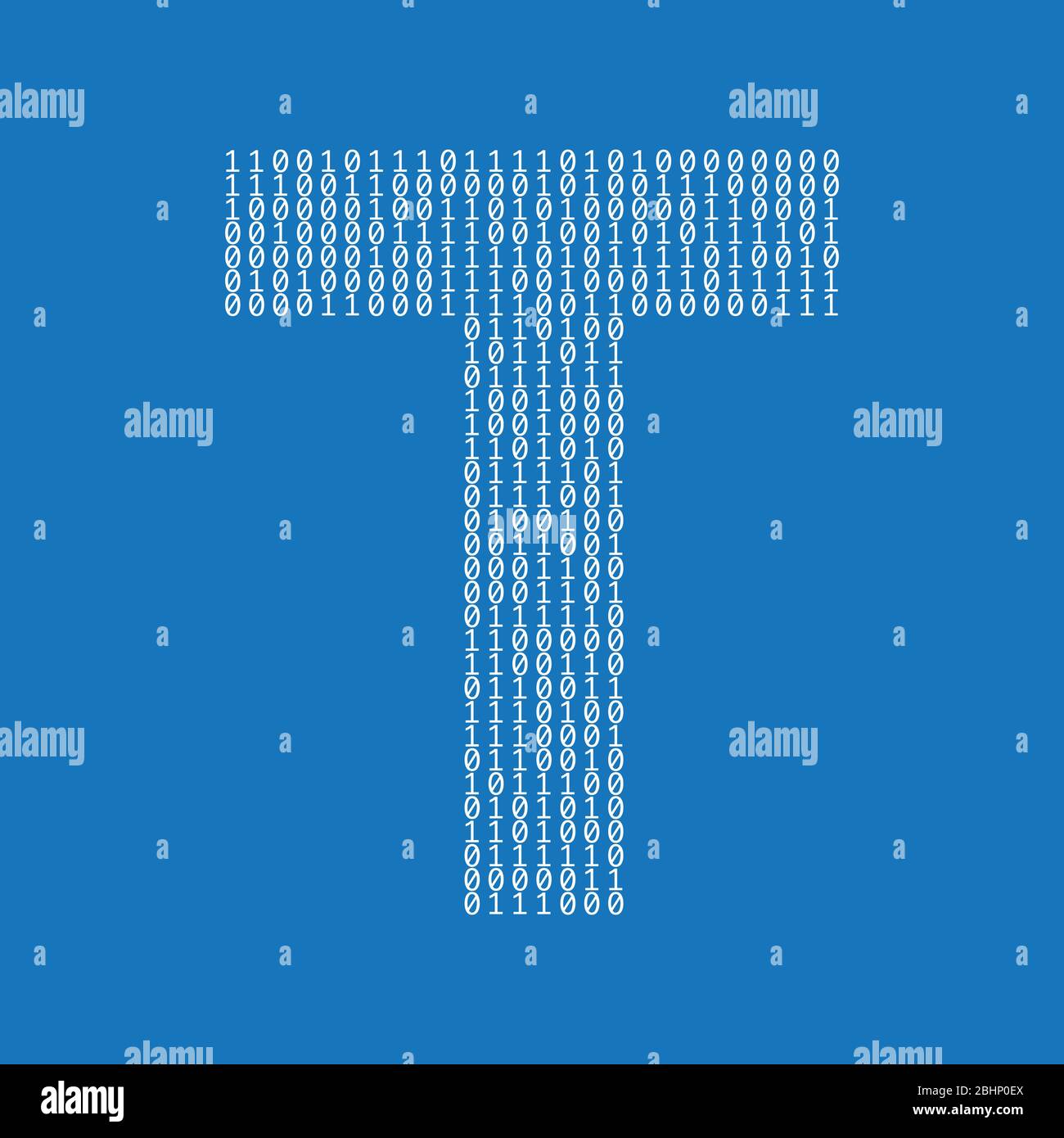 Letter T made from binary code digits. Technology background Stock ...