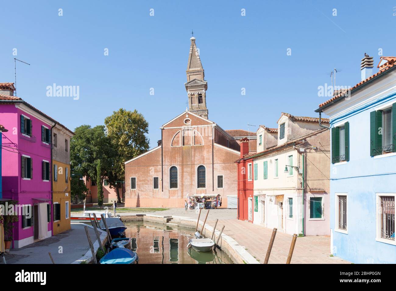 Burano Island, Venice, Veneto, italy and the leaning bell tower of San ...