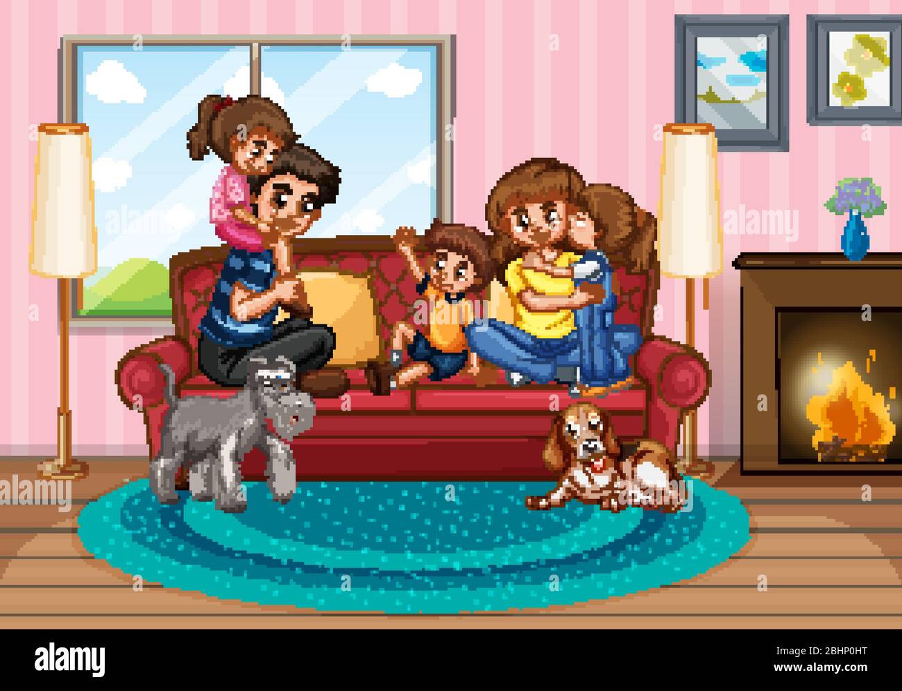 Scene with family having a good time at home illustration Stock Vector ...