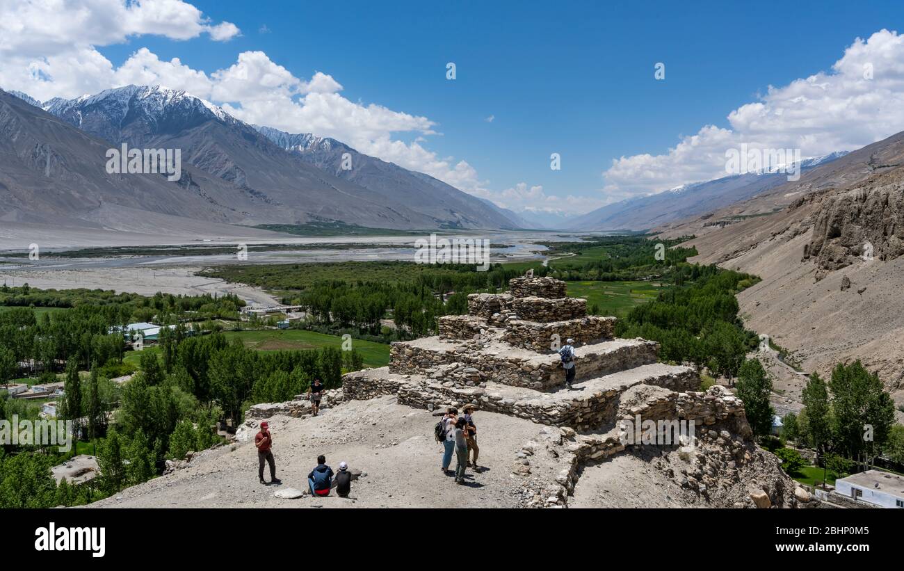 Vrang, Tajikistan - June 21, 2019: Buddust Stupa in Vrang in the Wakhan ...