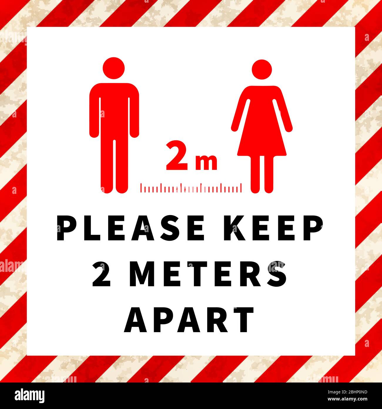 Please keep 2 meters apart, social distancing icon on warning ...