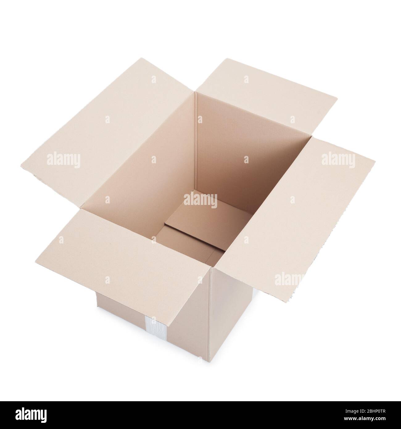 Open empty cardboard box isolated on white background Stock Photo - Alamy