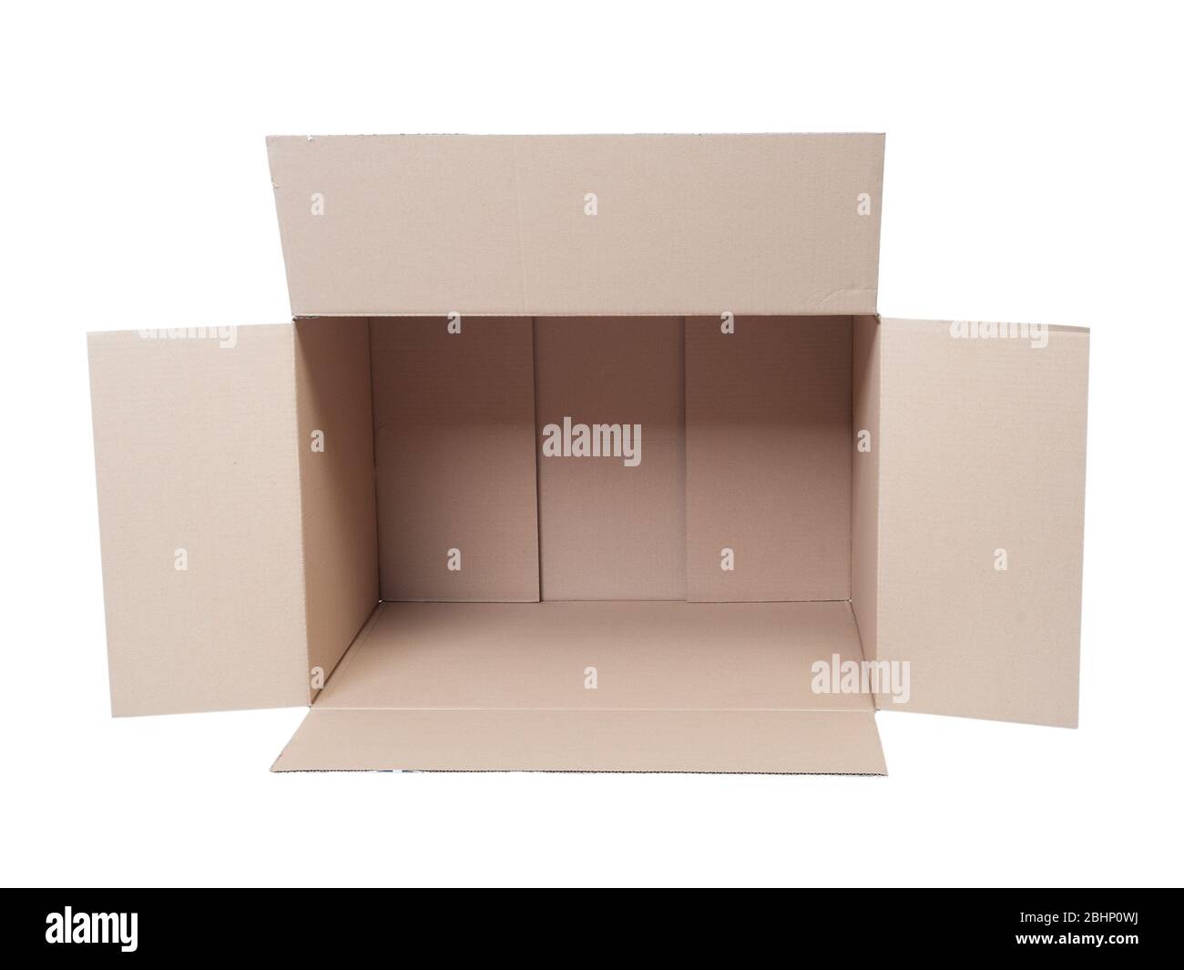 Open empty cardboard box isolated on white background Stock Photo - Alamy