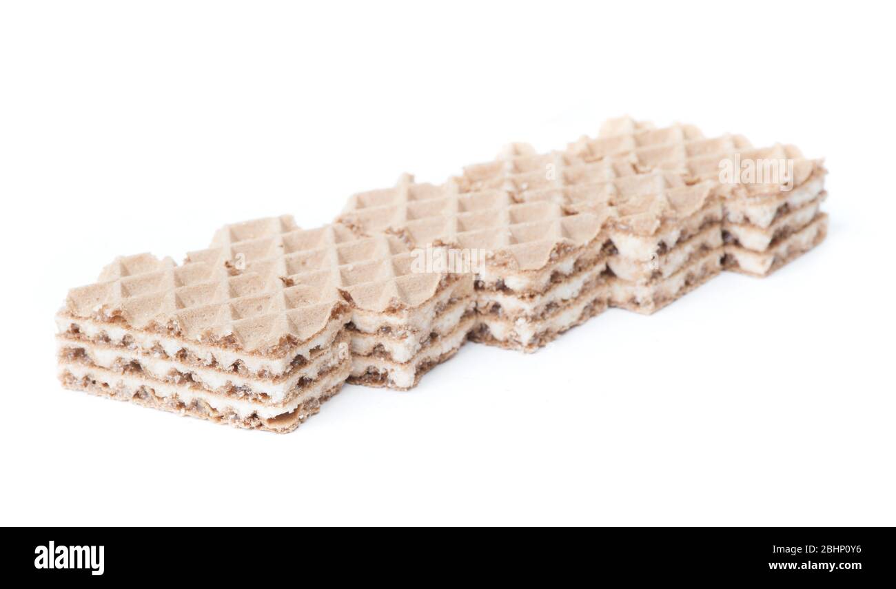 Group of small multilayer waffles isolated on white background Stock ...