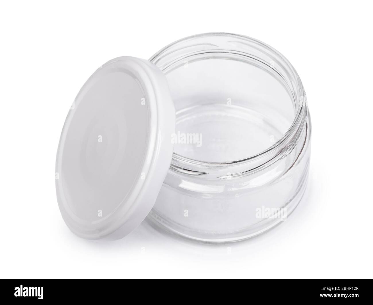 Small empty glass jar with a lid isolated on white background Stock ...