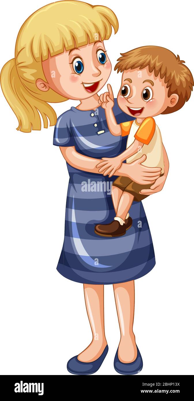 Mother and son cartoon character illustration Stock Vector Image & Art ...