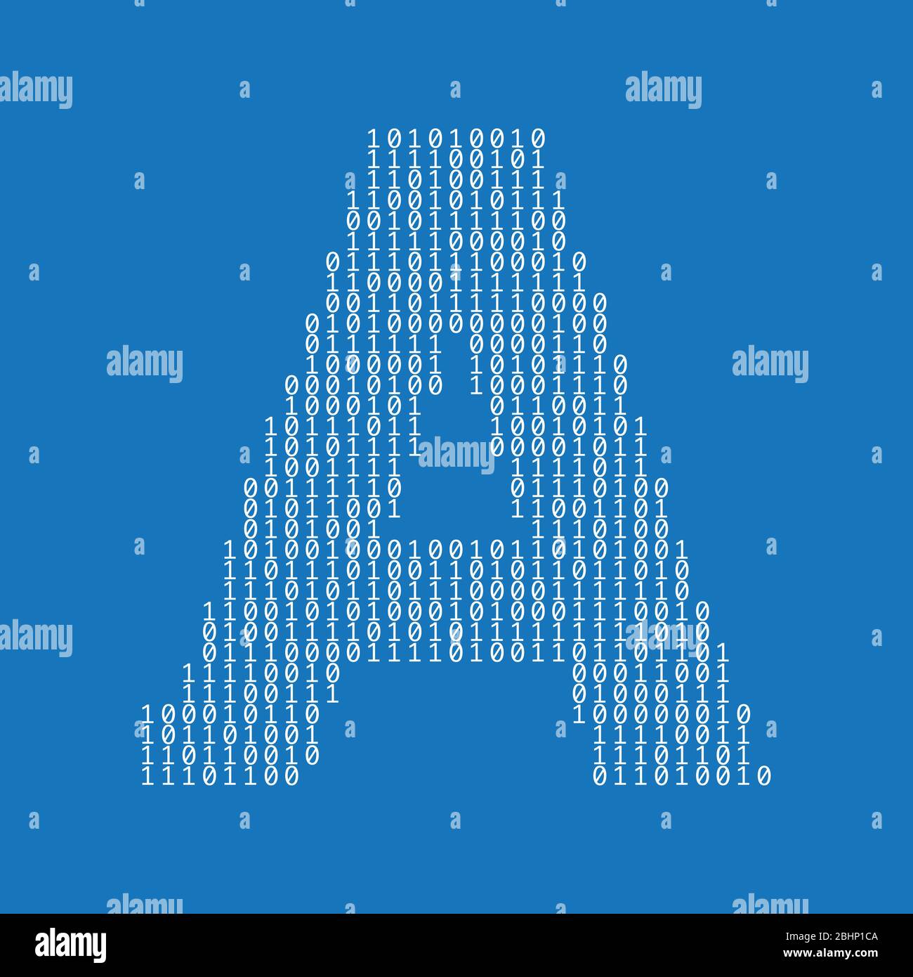 Letter A made from binary code digits. Technology background Stock ...