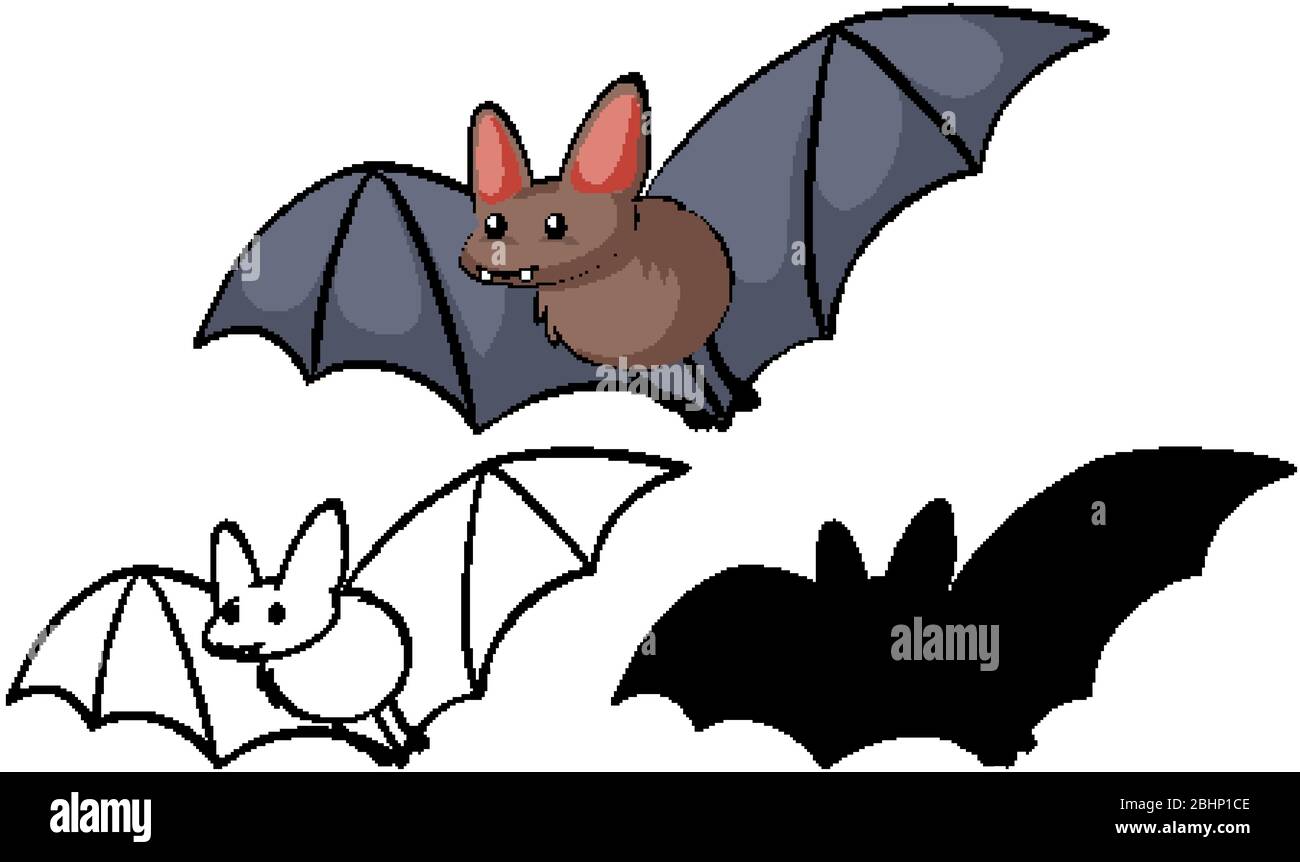 Set of bat cartoon illustration Stock Vector Image & Art - Alamy