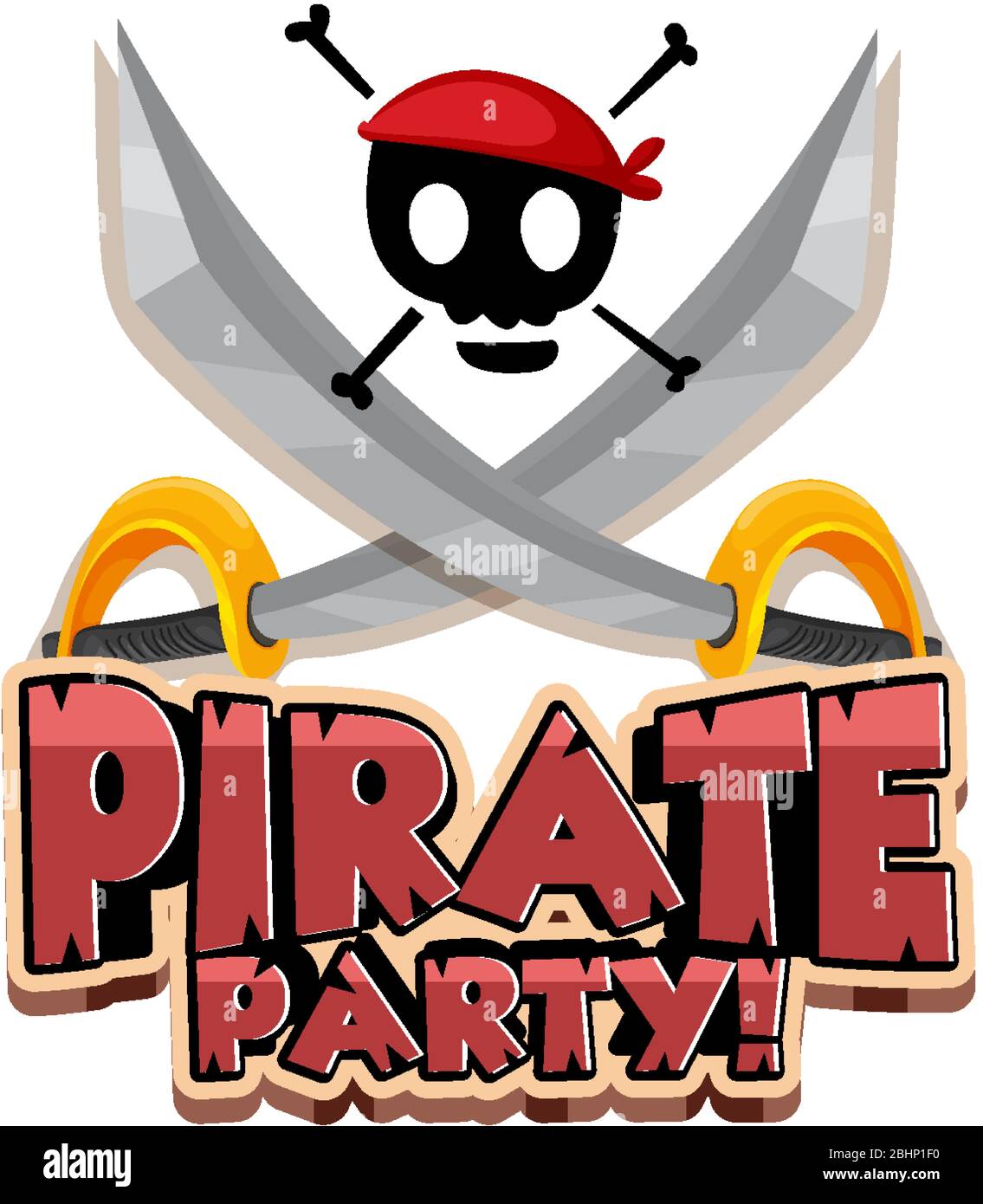 Font design for word pirate party with swords and skull illustration ...