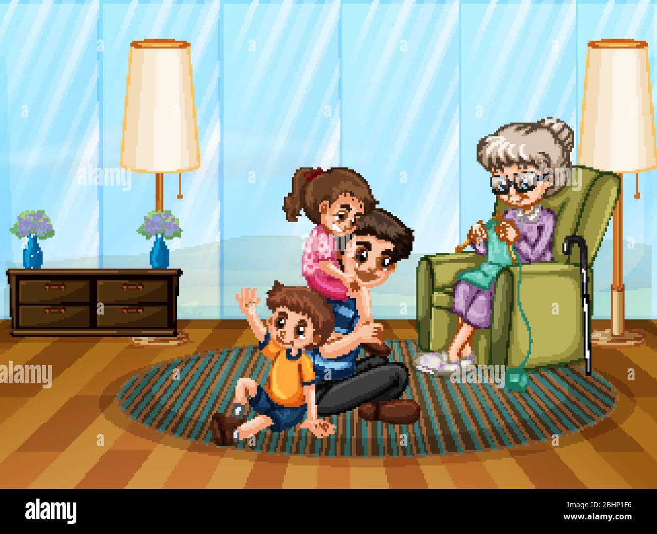 Scene with people in family relaxing at home illustration Stock Vector ...