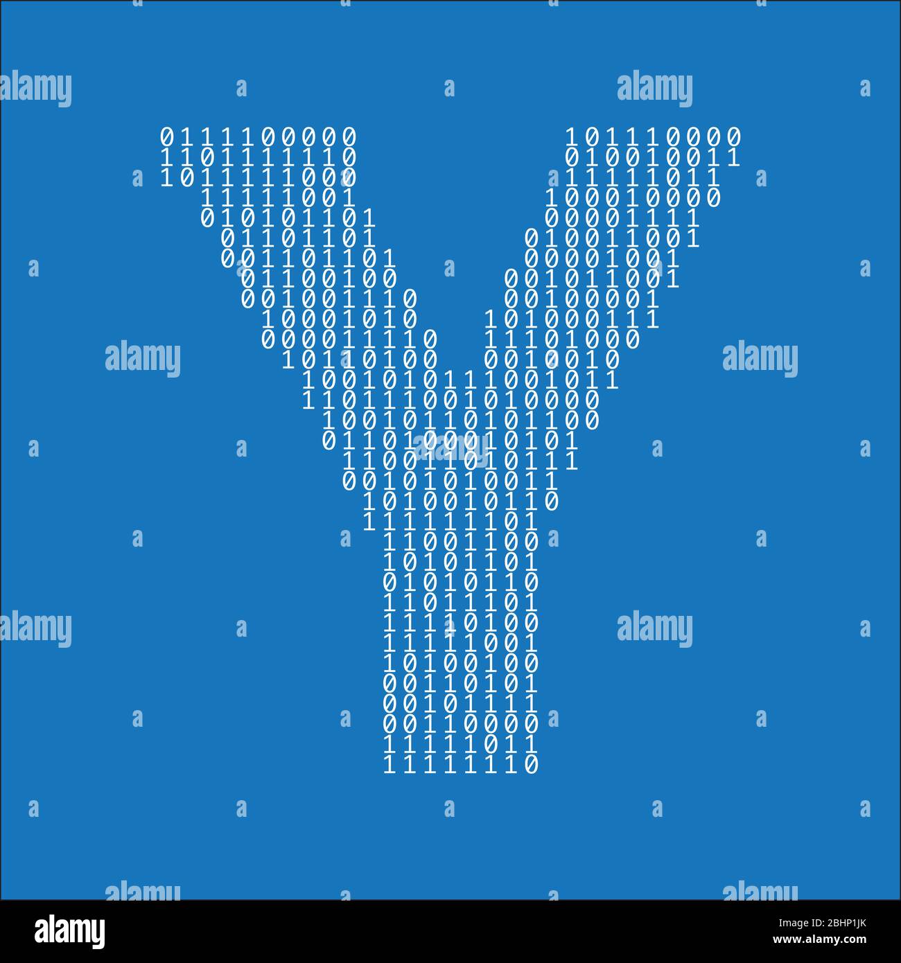Letter Y made from binary code digits. Technology background Stock ...