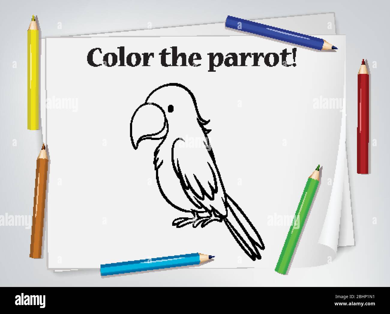 Children parrot coloring worksheet illustration Stock Vector Image ...