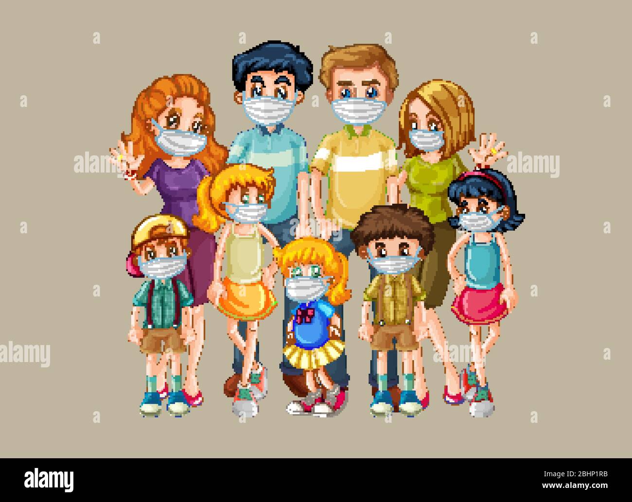 Family member wearing mask illustration Stock Vector Image & Art - Alamy