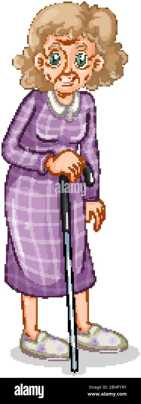 Old woman standing on white background illustration Stock Vector Image ...