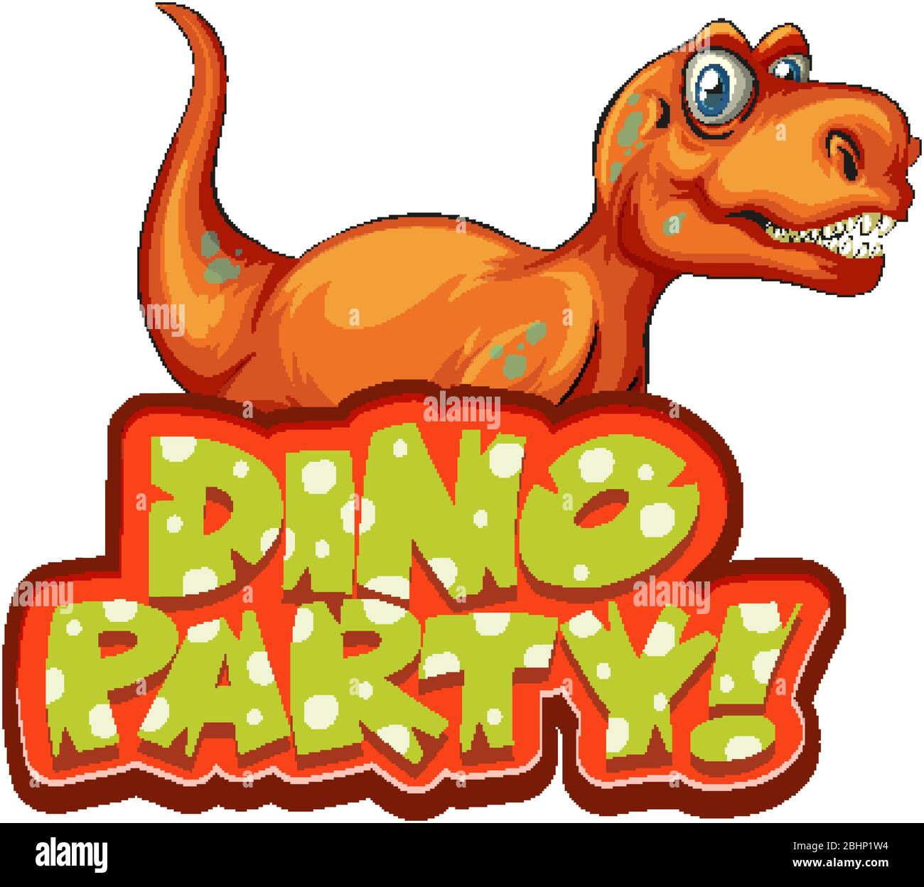 Font design for word dino party with happy t-rex illustration Stock ...