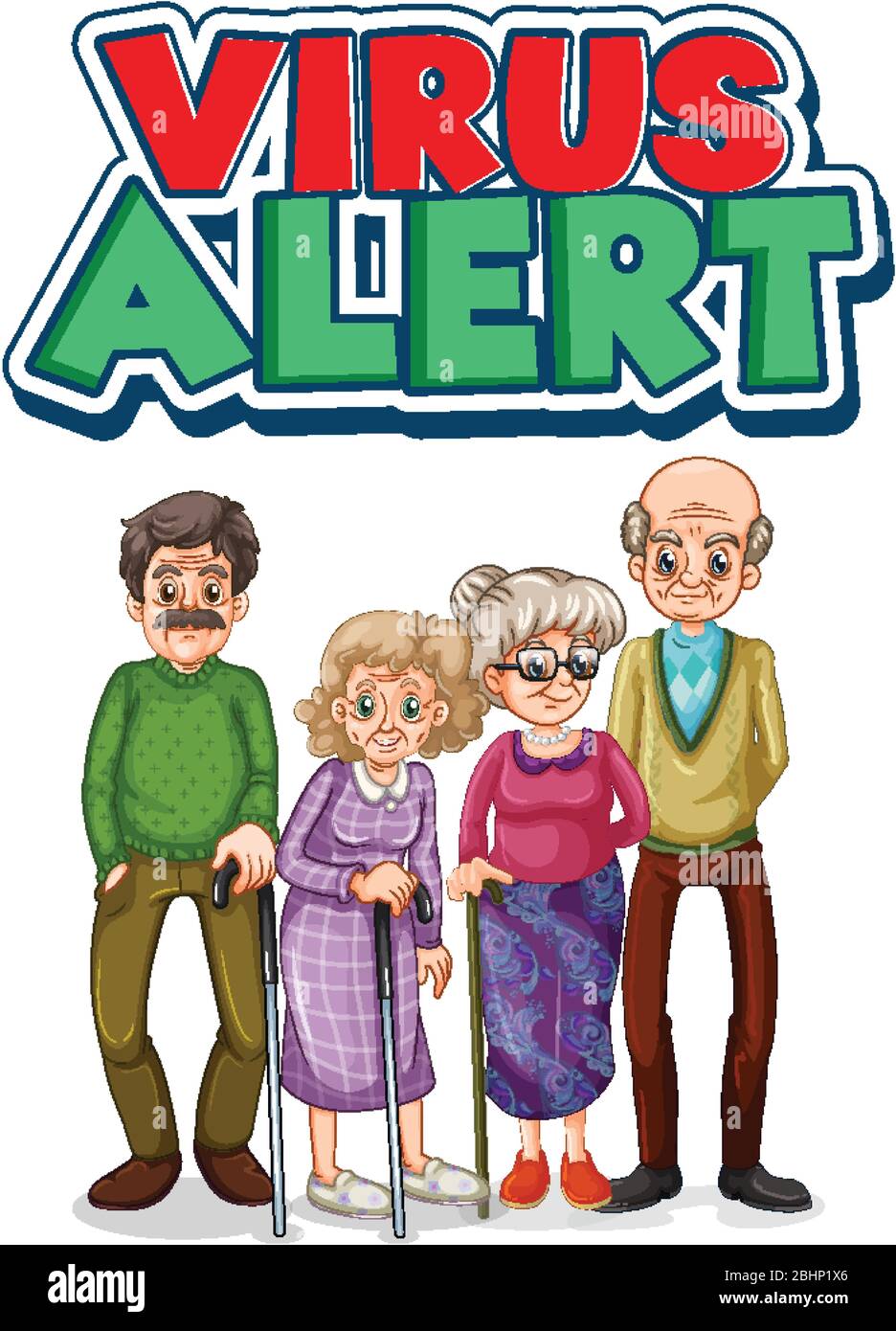 Old people character with virus alert text illustration Stock Vector ...