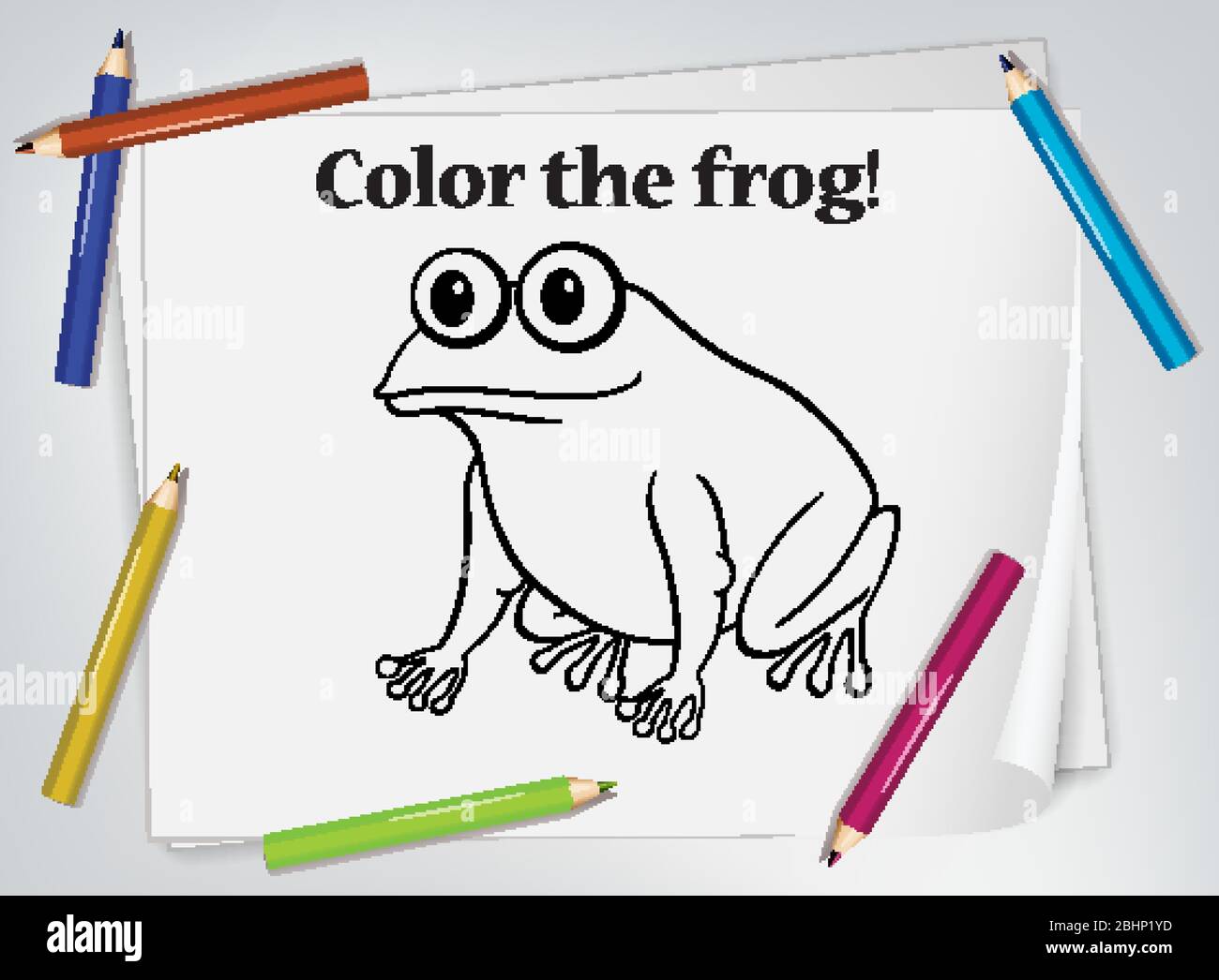 Children frog coloring worksheet illustration Stock Vector Image & Art ...