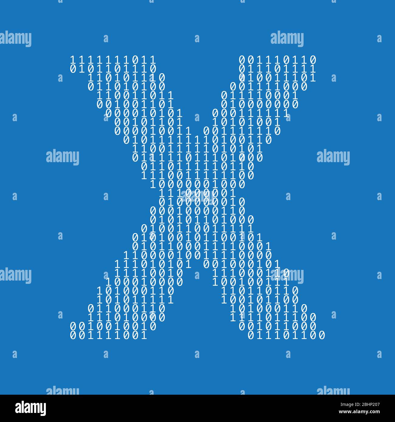 Letter X made from binary code digits. Technology background Stock ...