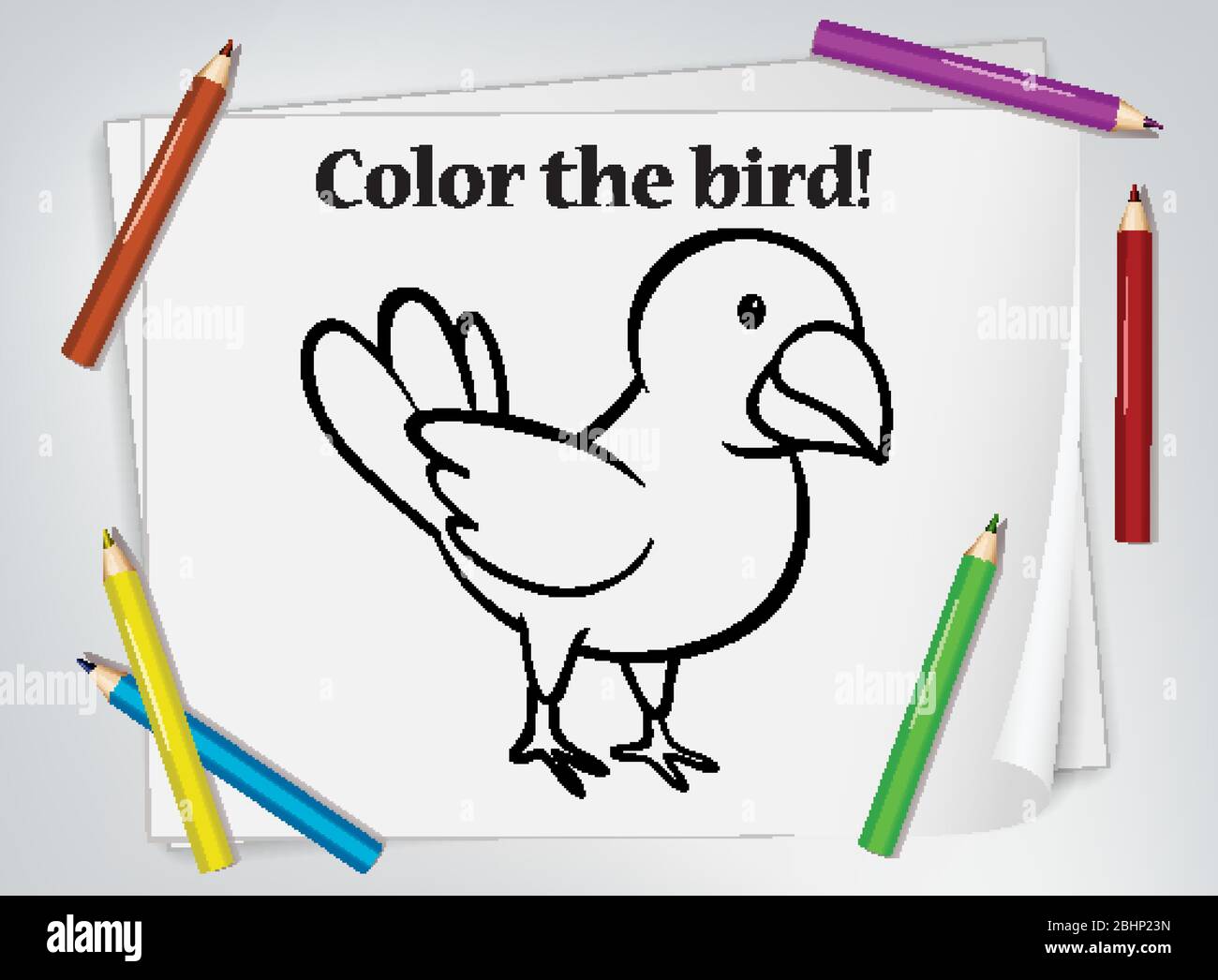 Children bird coloring worksheet illustration Stock Vector Image & Art ...