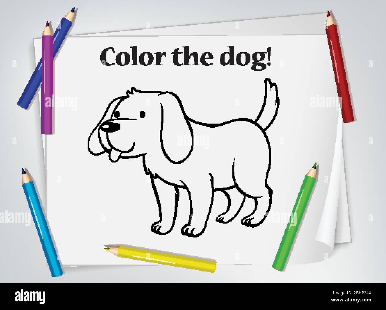 Children dog coloring worksheet illustration Stock Vector Image & Art ...