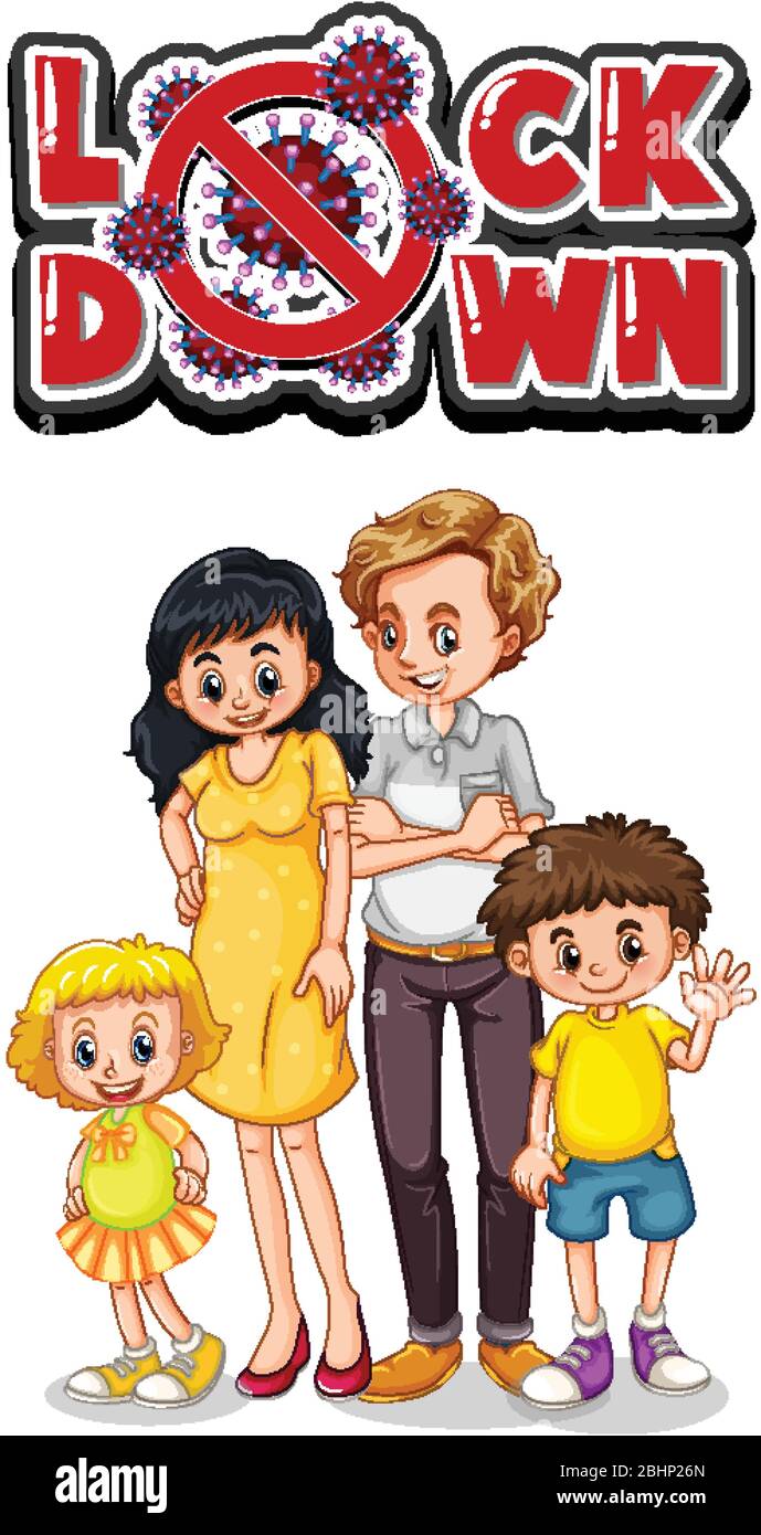 Family member with lockdown sign illustration Stock Vector Image & Art ...