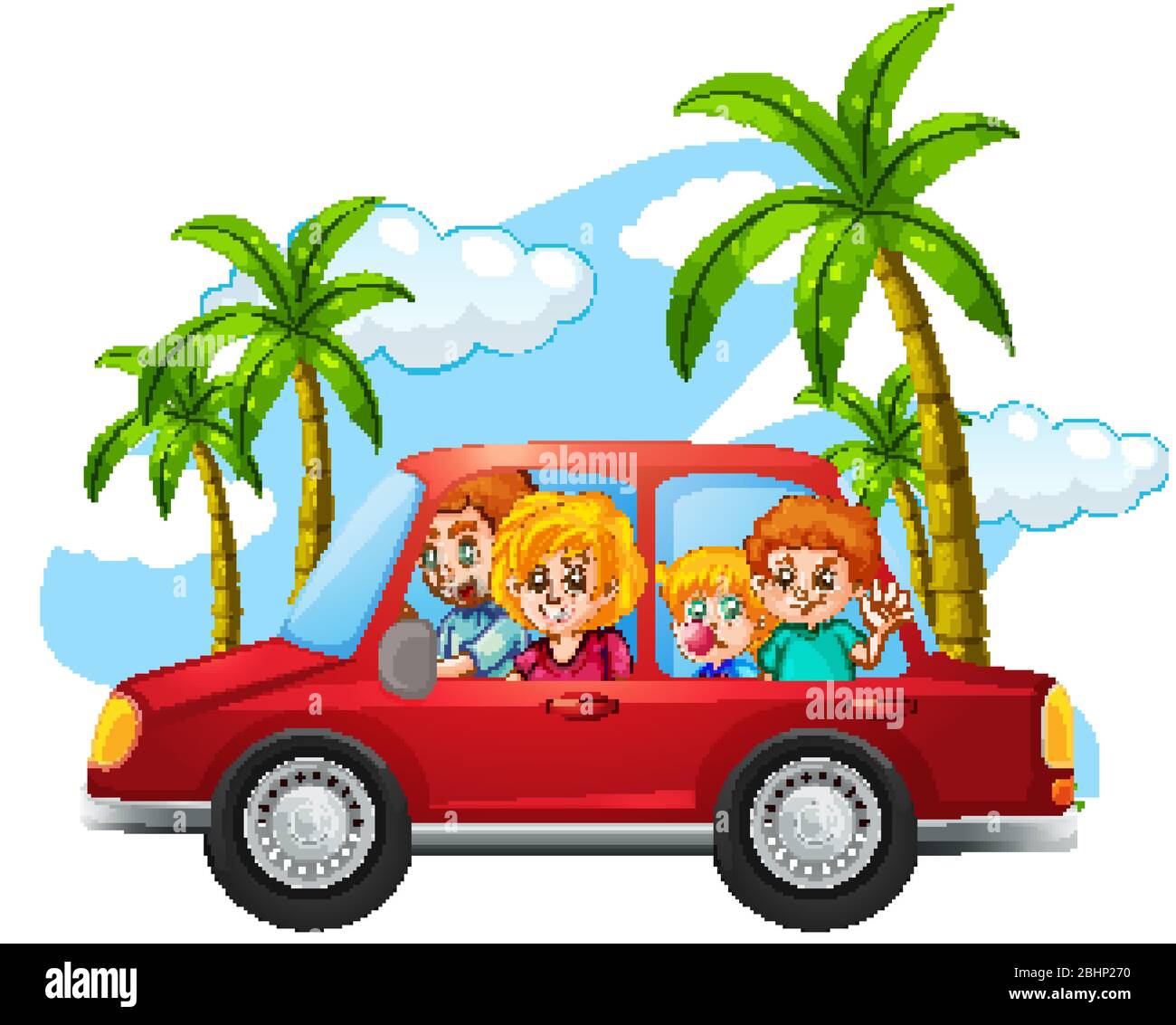 Happy family in the car illustration Stock Vector Image & Art - Alamy