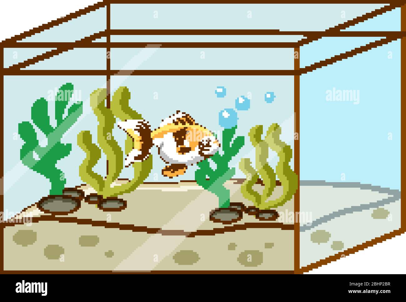 Cute goldfish swimming in the tank illustration Stock Vector Image ...
