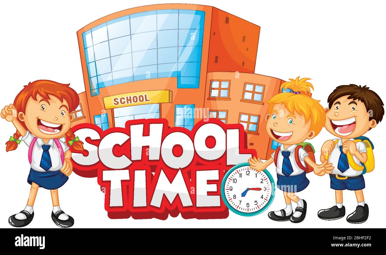 Font design for word school time on white background illustration Stock ...