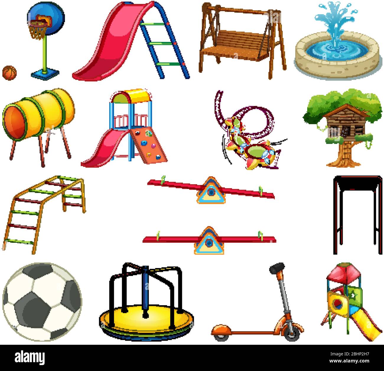 Large set of play stations in the playground illustration Stock Vector ...