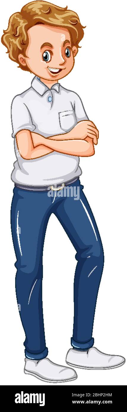 Happy man standing on white background illustration Stock Vector Image ...