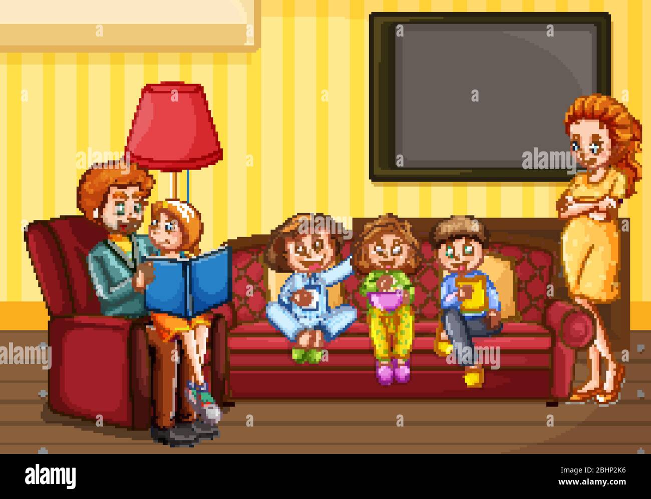 Scene with people in family relaxing at home illustration Stock Vector ...