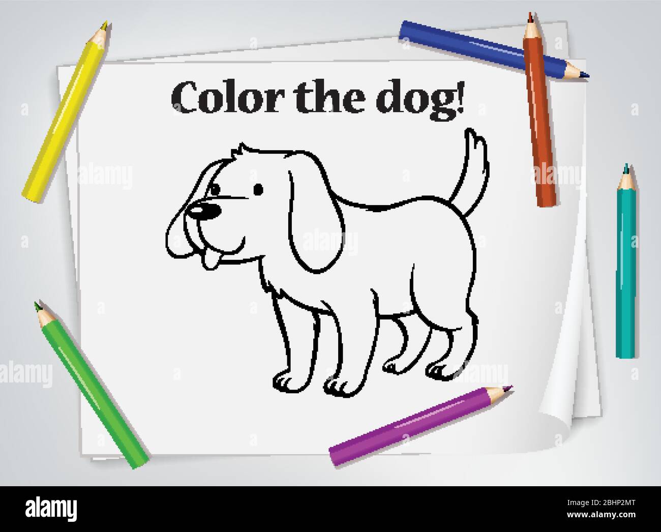 Children dog coloring worksheet illustration Stock Vector Image & Art ...