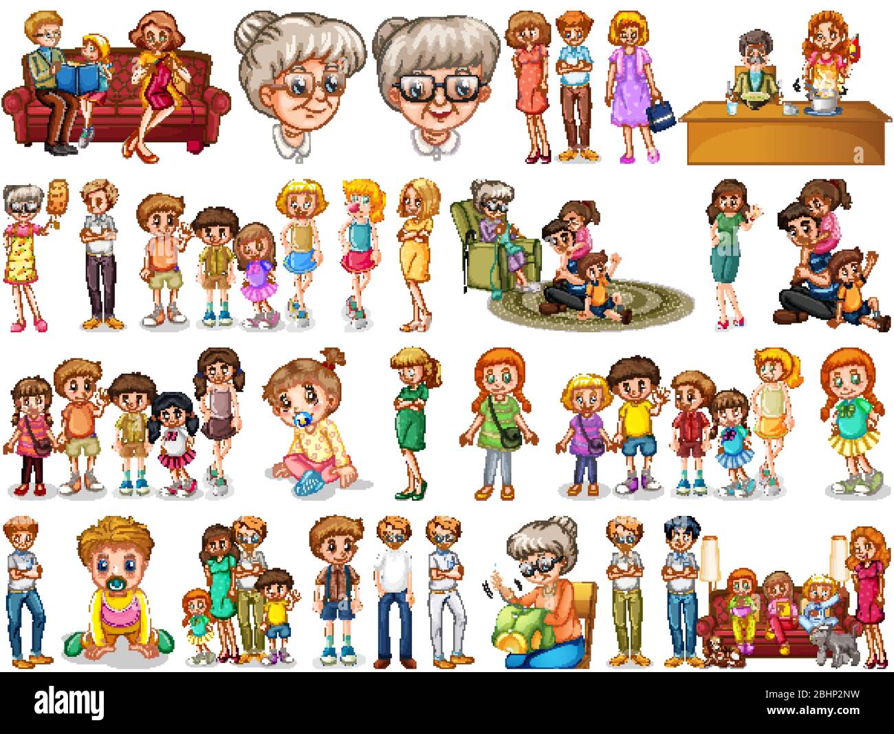 Group of family member characters illustration Stock Vector Image & Art ...