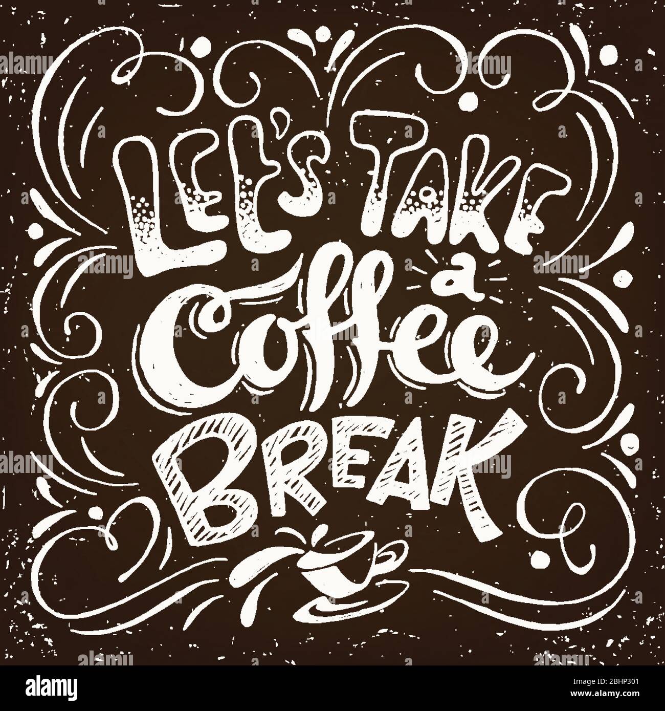 Vector coffee break lettering hand written design Stock Vector Image ...