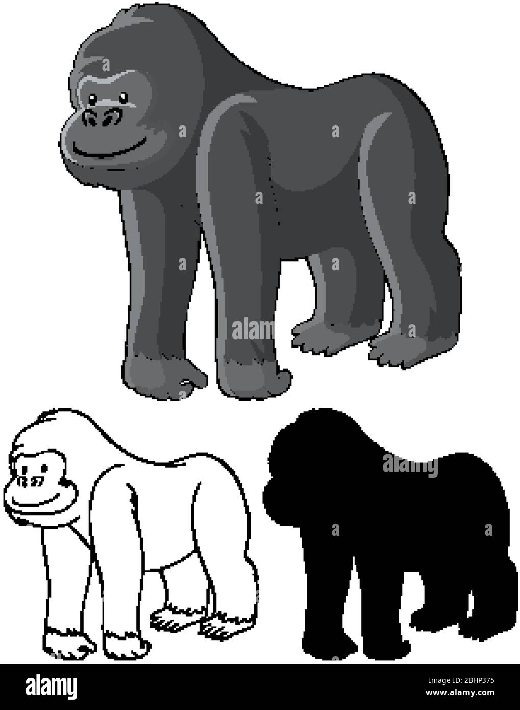 Set of gorilla cartoon illustration Stock Vector Image & Art - Alamy
