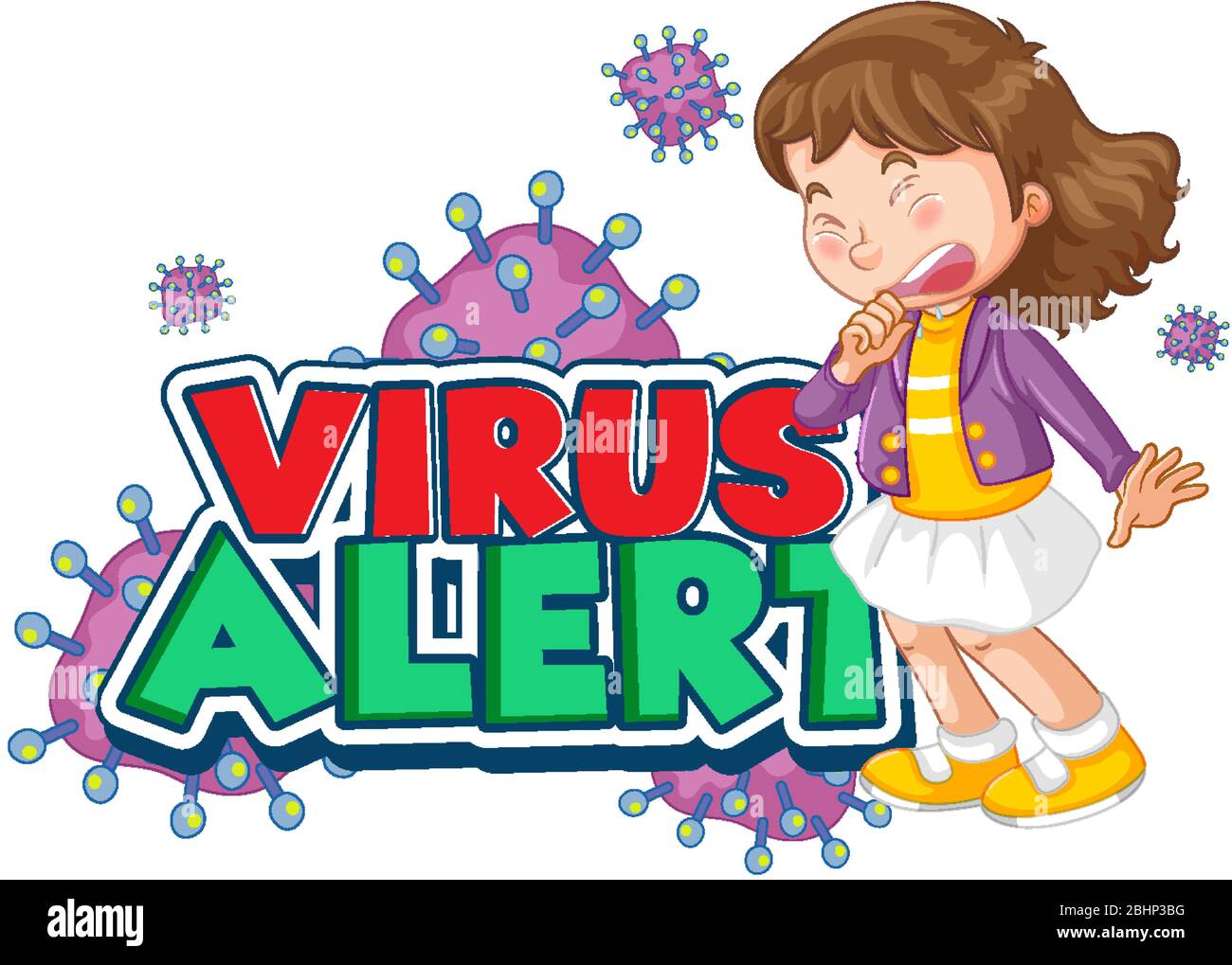 Coronavirus poster design with word virus alert on white background ...