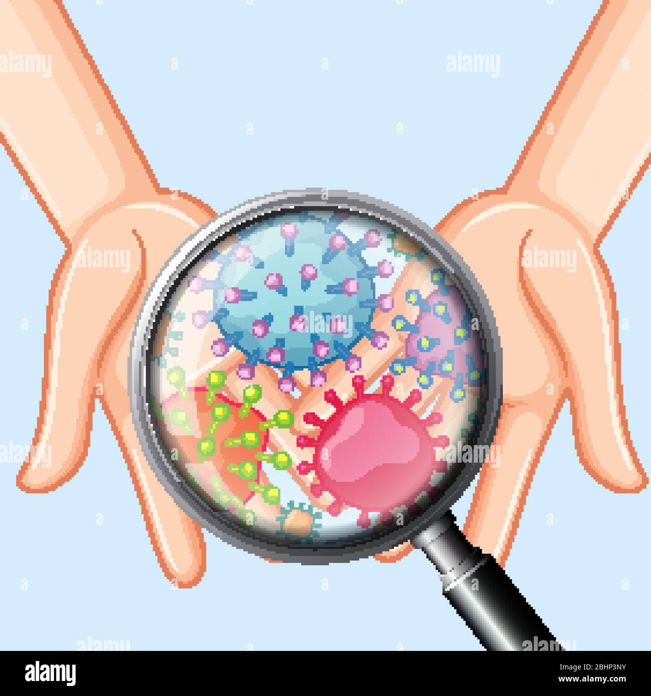 Virus cells on human hands illustration Stock Vector Image & Art - Alamy
