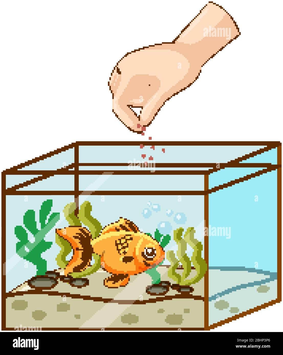Hand feeding goldfish in the tank illustration Stock Vector Image & Art ...