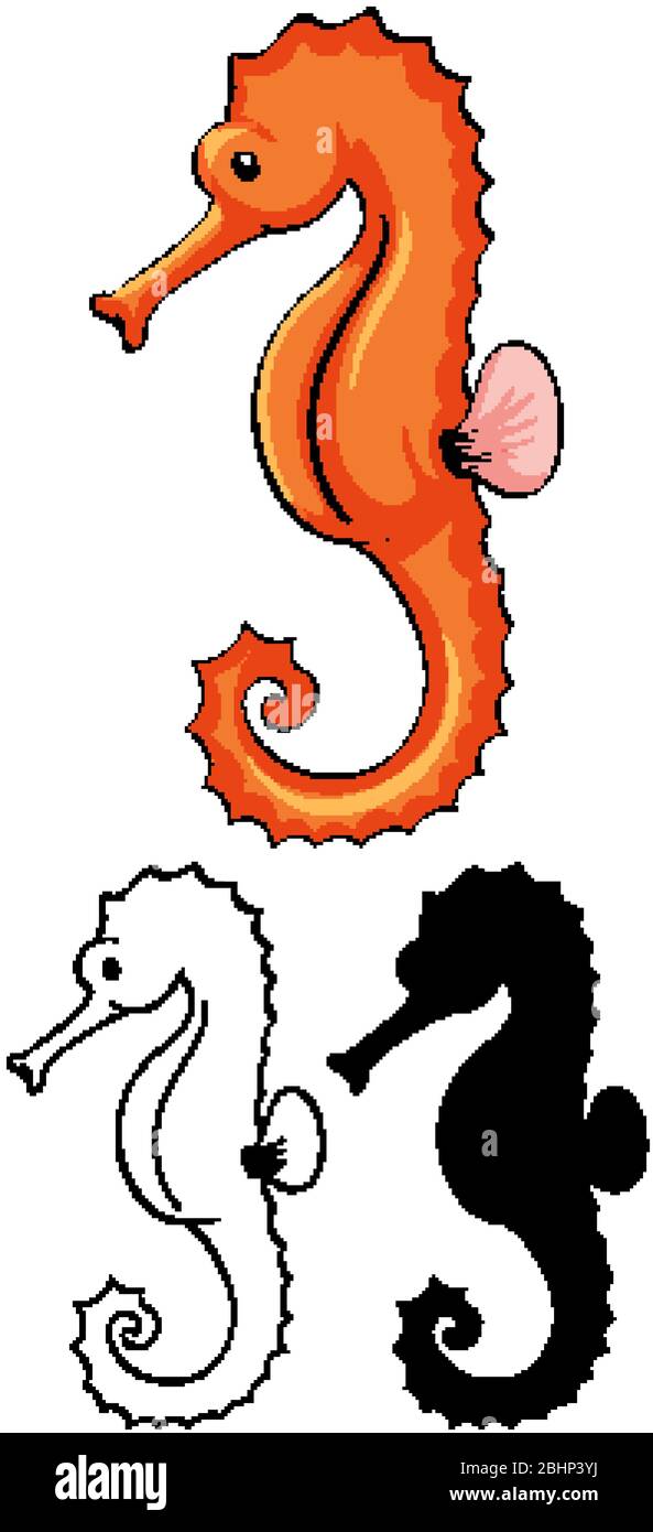 Set of seahorse cartoon illustration Stock Vector Image & Art - Alamy