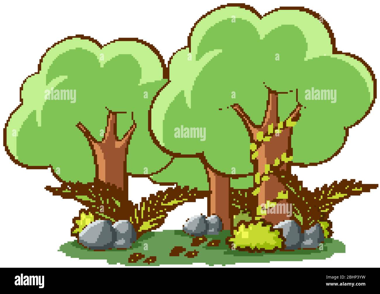 Many big trees in the forest background illustration Stock Vector Image ...