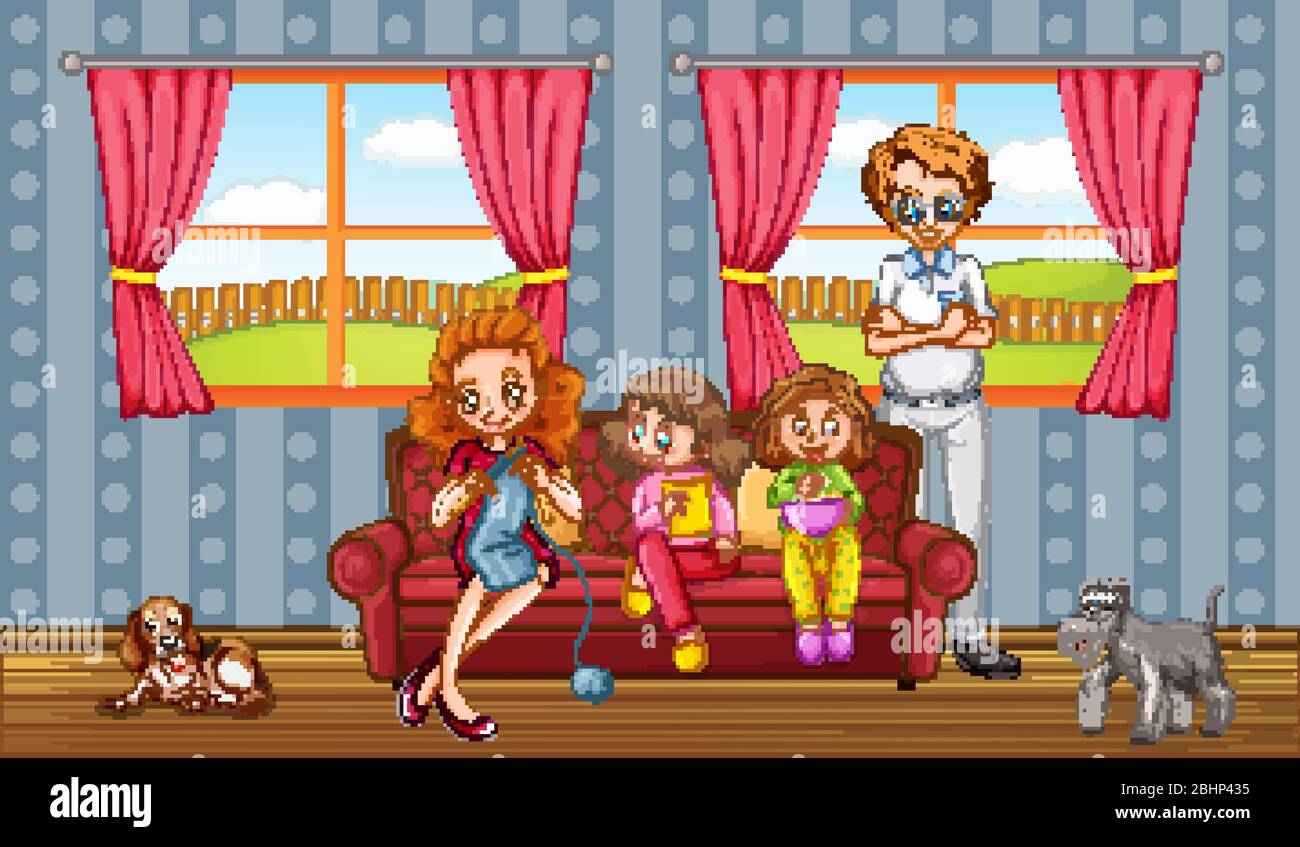 Scene with family having a good time at home illustration Stock Vector ...